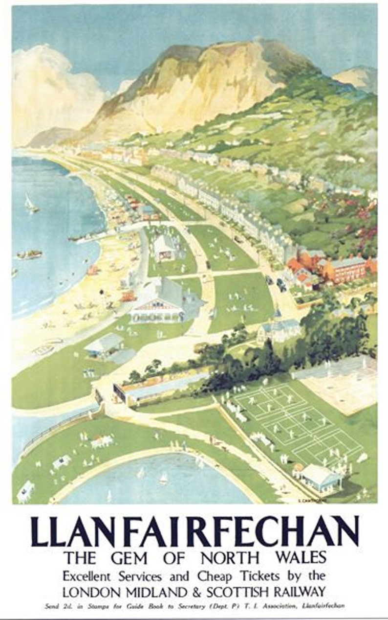 Vintage LMS Llanfairfechan Railway Poster A3/A2/A1 Print - Etsy UK