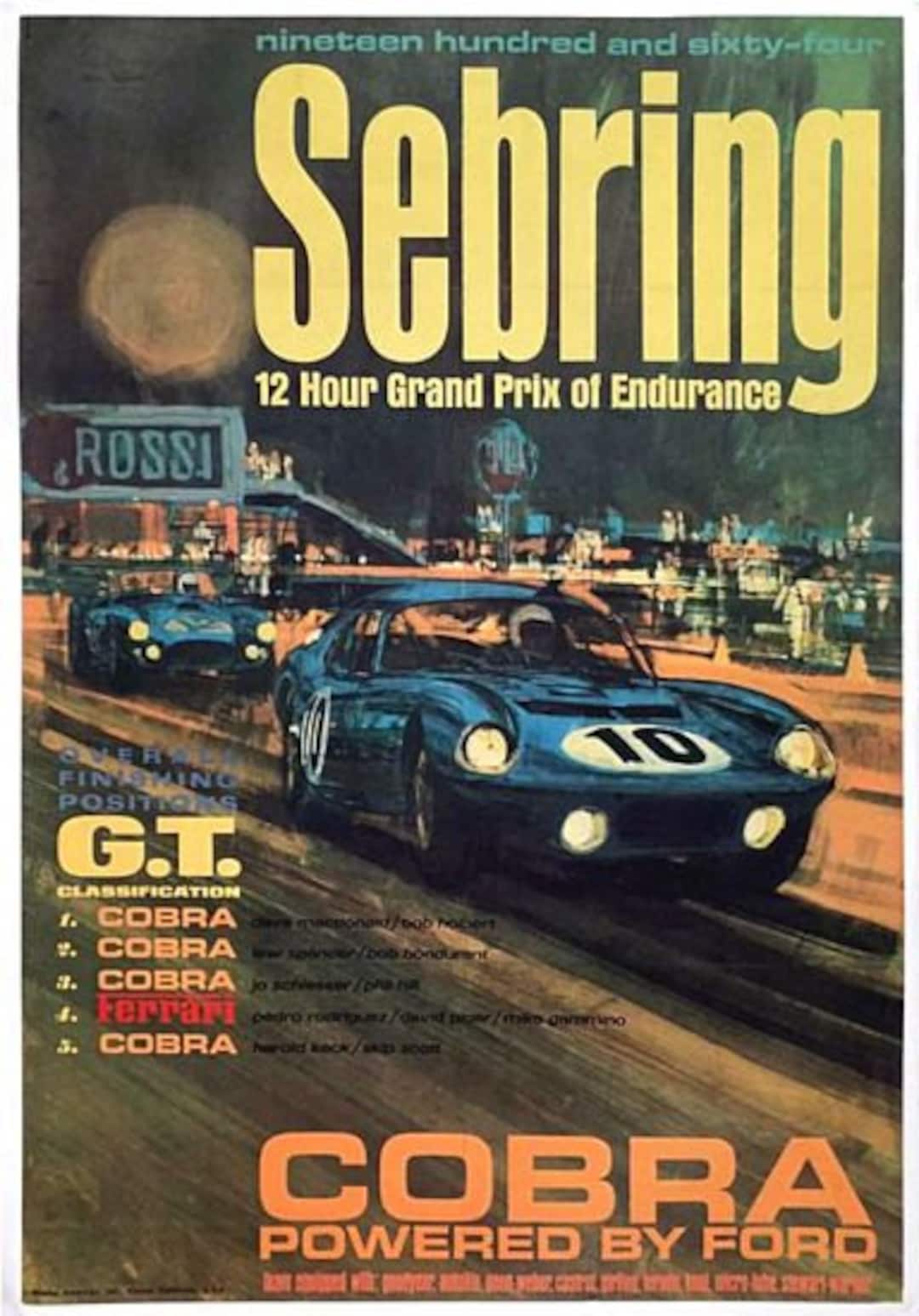 Vintage 1964 Sebring Motor Racing Poster A3 Print - Etsy