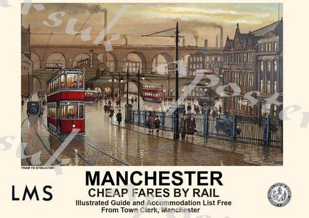 Vintage Style Railway Poster Manchester Tram A3/A2 Print - Etsy