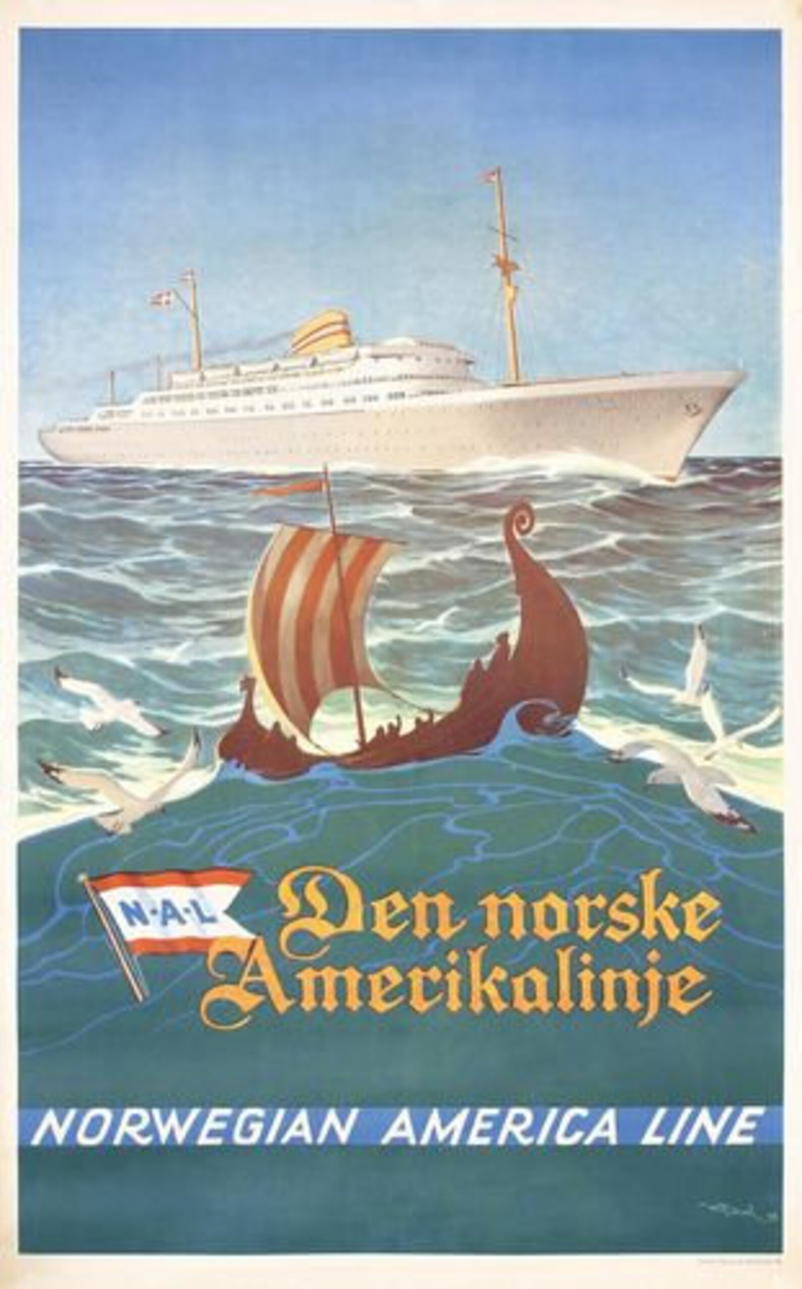 Vintage Norway to America Shipping Line Poster A3 Print | Etsy