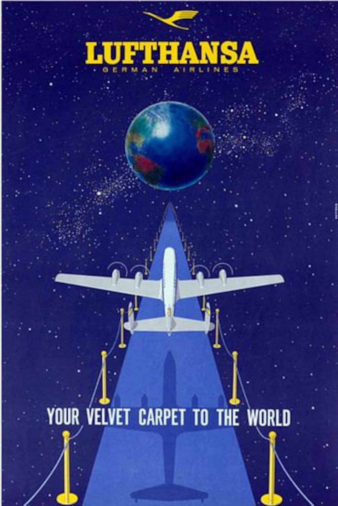 Vintage 1950's Lufthansa German Airlines Poster A3 Print - Etsy Vintage 1950's Lufthansa German Airlines Poster A3 Print - Etsy
