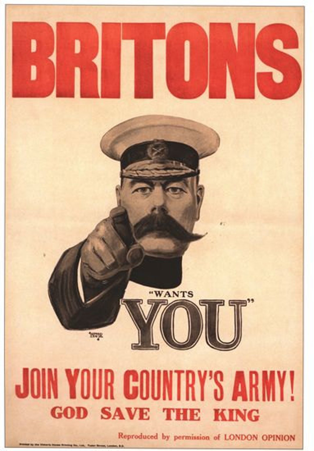 Vintage WW1 Lord Kitchener Britons Your Country Needs You Poster A3/A2 ...