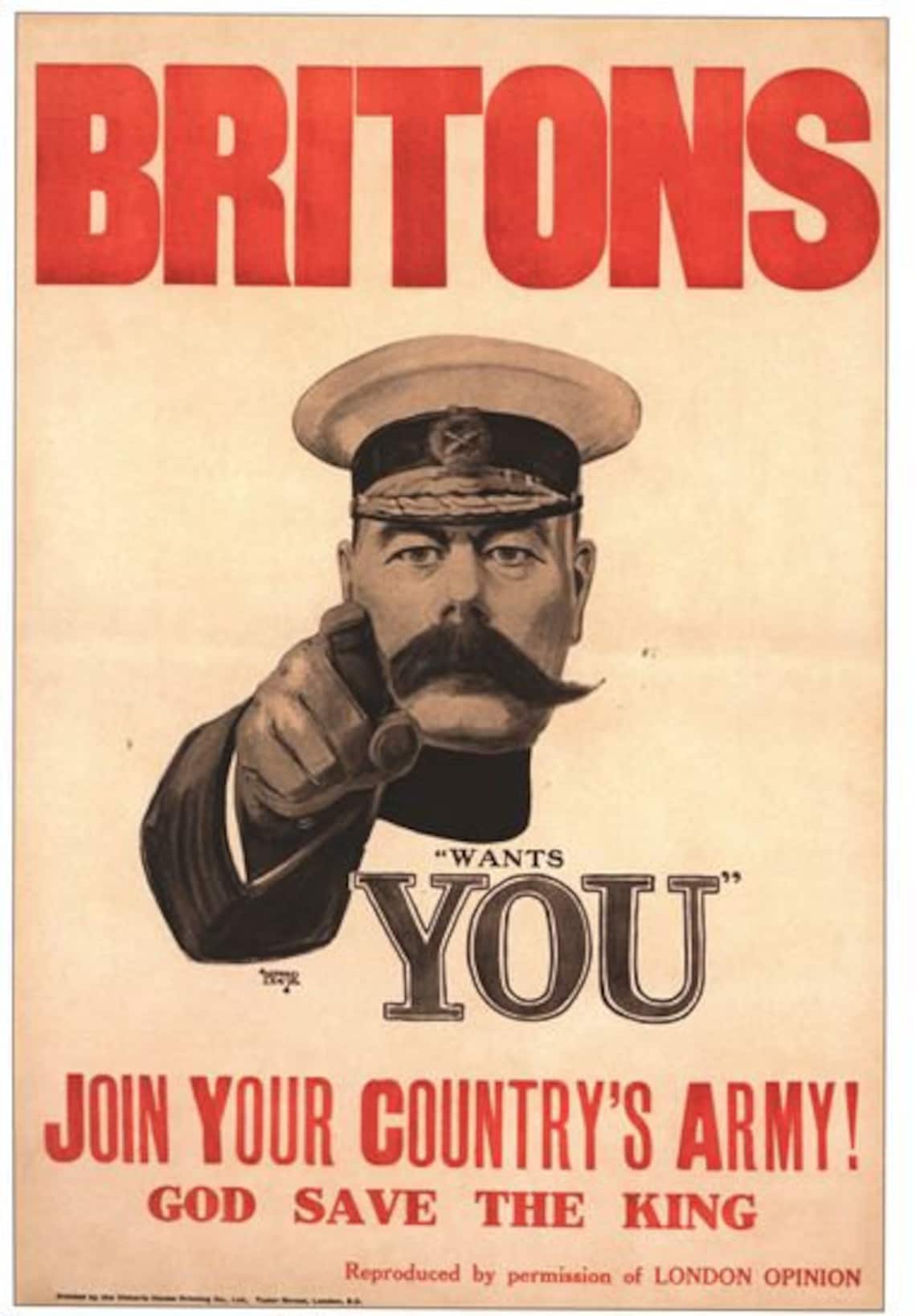 Vintage WW1 Lord Kitchener Britons Your Country Needs You Poster A3/A2 ...