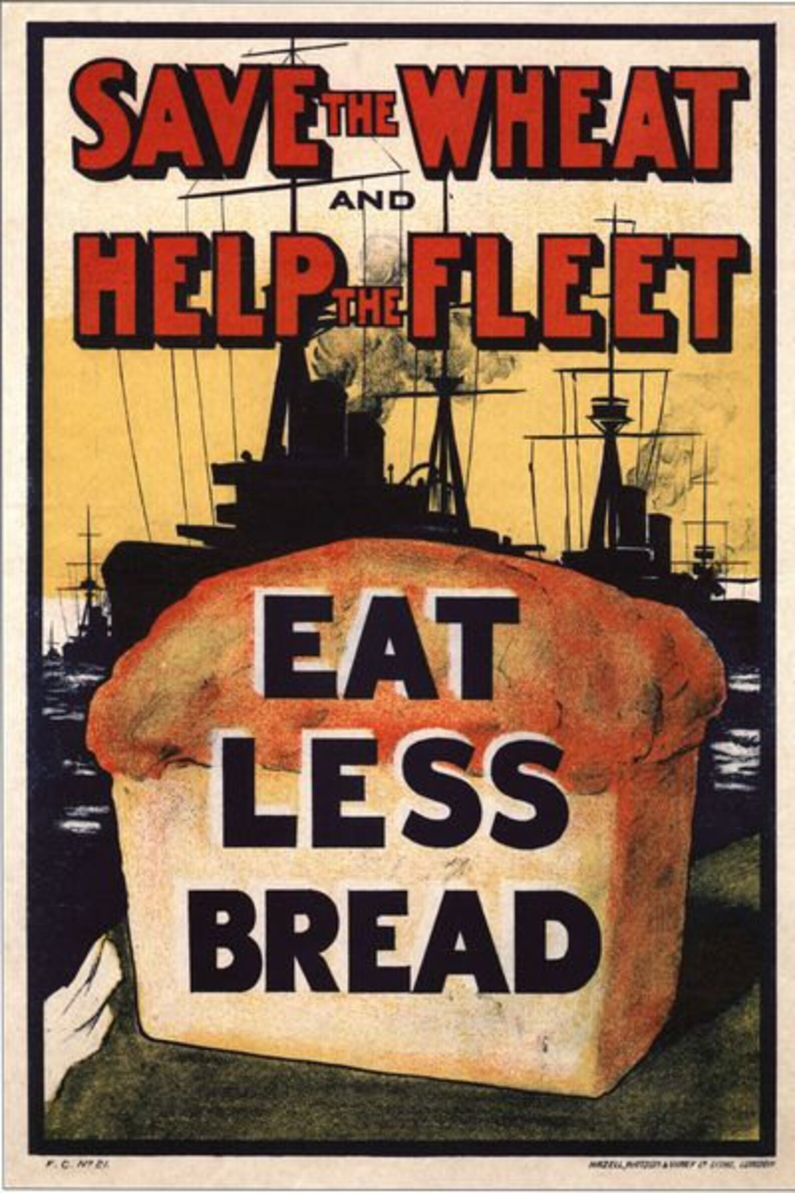 Vintage WW2 Eat Less Bread UK Home Front Poster A3/A2/A1 Print - Etsy