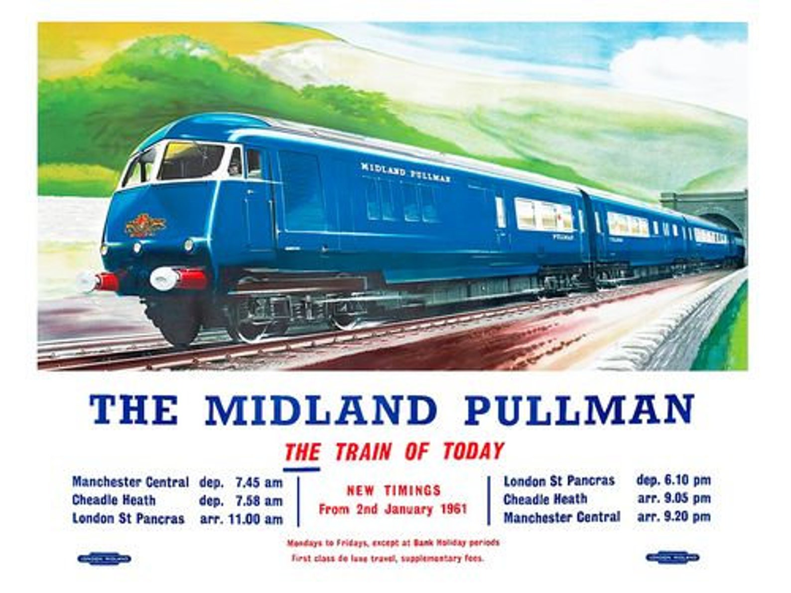 Vintage British Rail Midland Pullman Railway Poster A3 Print - Etsy