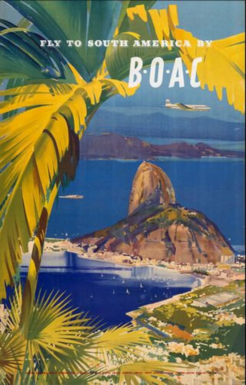 Vintage BOAC Flights to South America Airline Poster Print A3 - Etsy UK