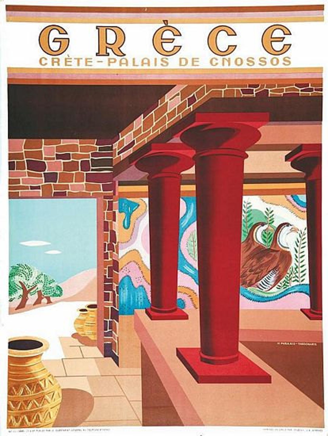 Vintage Greek Tourism Palace of Knossos Crete Poster A3 Print - Etsy