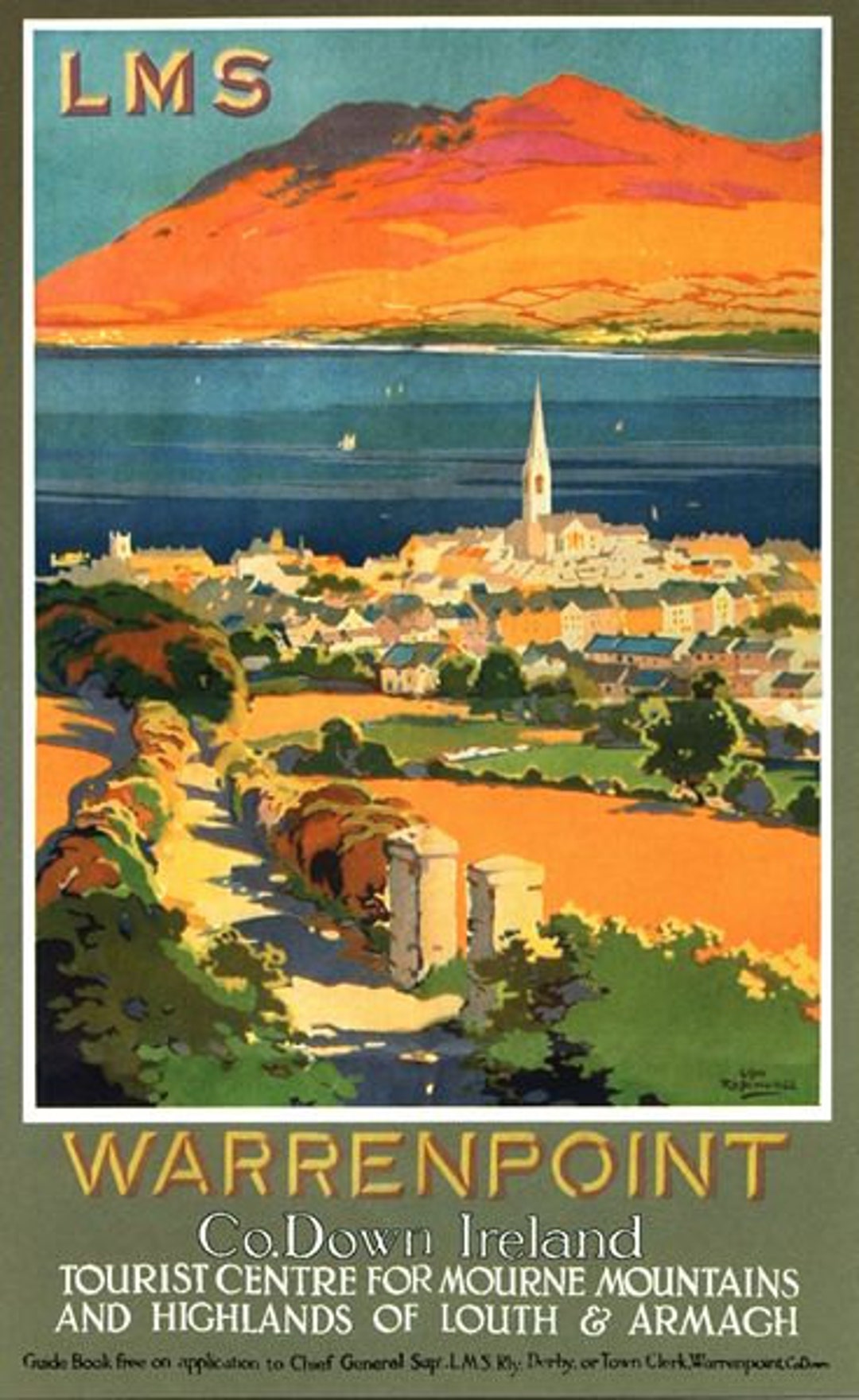 Vintage LMS Warrenpoint Northern Ireland Poster A3/A2/A1 Print - Etsy