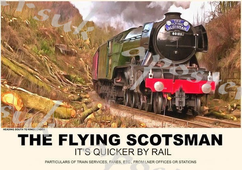 Vintage Style Railway Poster Flying Scotsman A3/A2 Print - Etsy UK