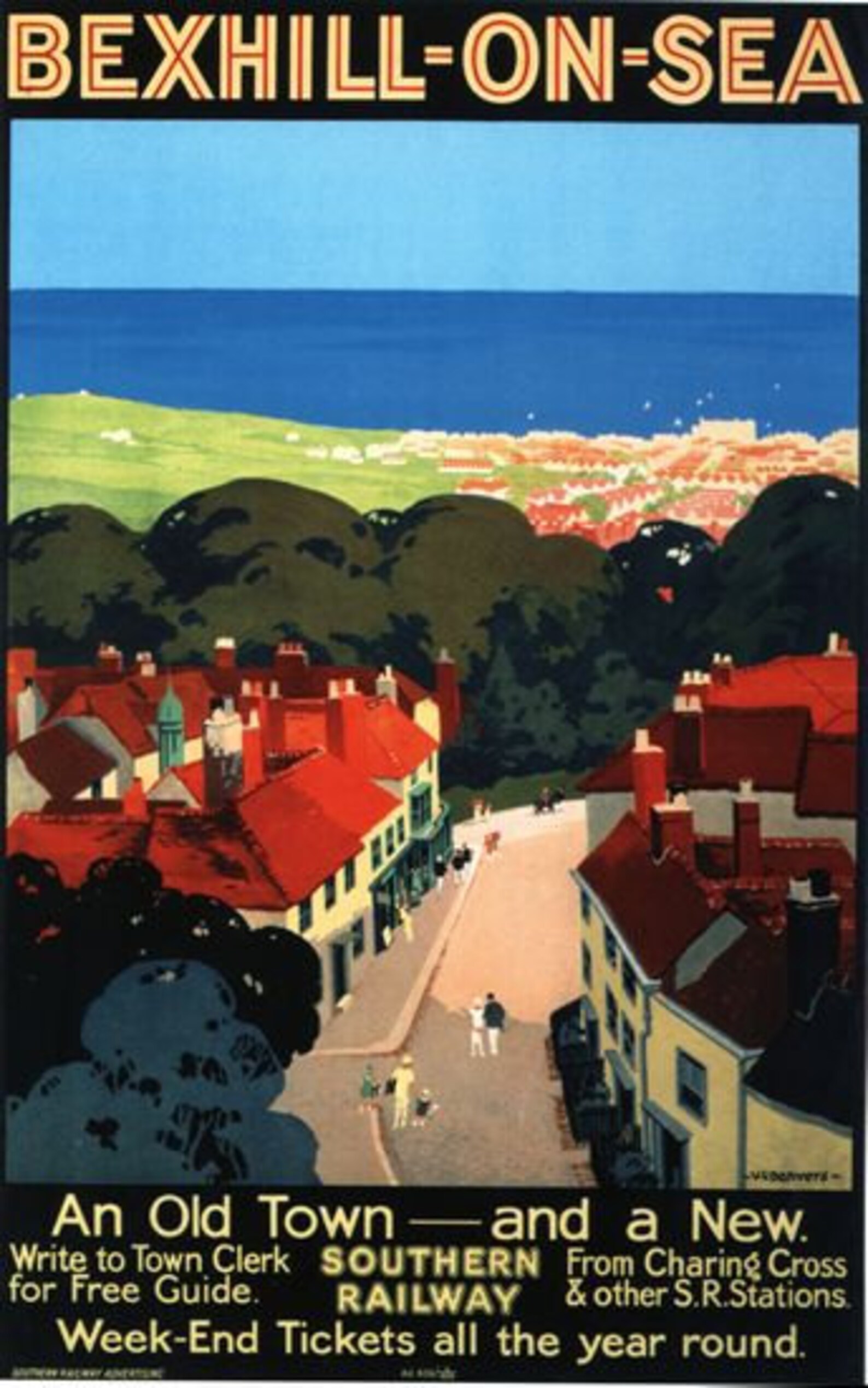 Vintage Southern Railway Bexhill on Sea Railway Poster - Etsy