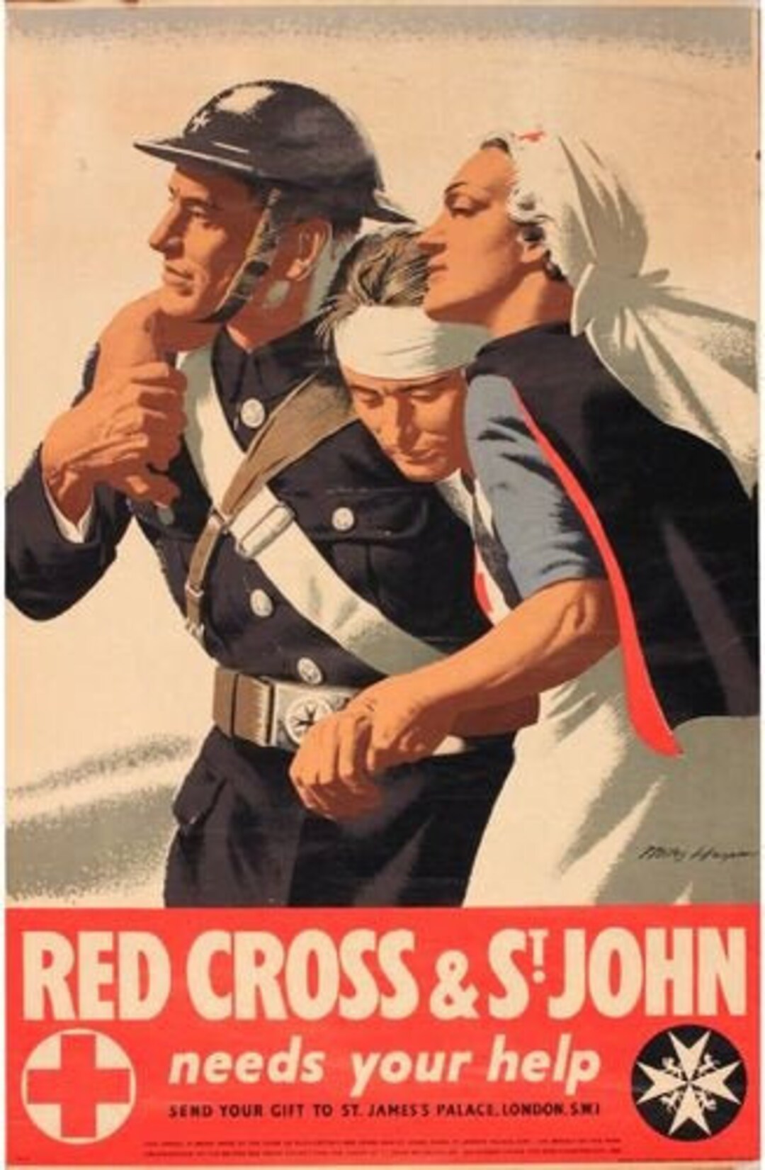 Vintage London Red Cross Poster A3 Print - Etsy