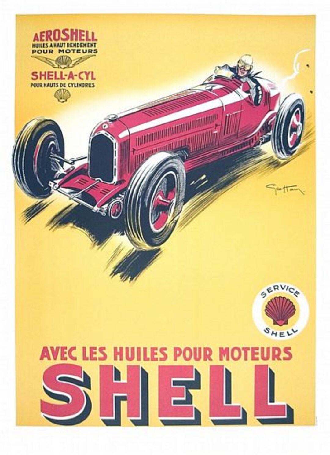 Vintage French Shell Motor Oil Advertisement Poster A3 Print - Etsy