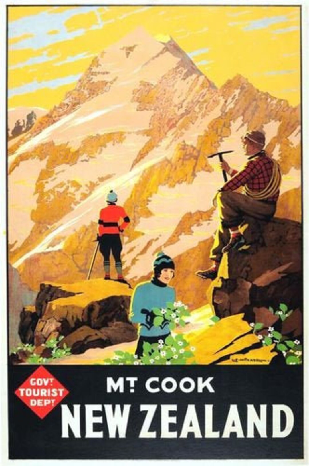 Vintage Mount Cook New Zealand Tourism Poster A3 Print - Etsy