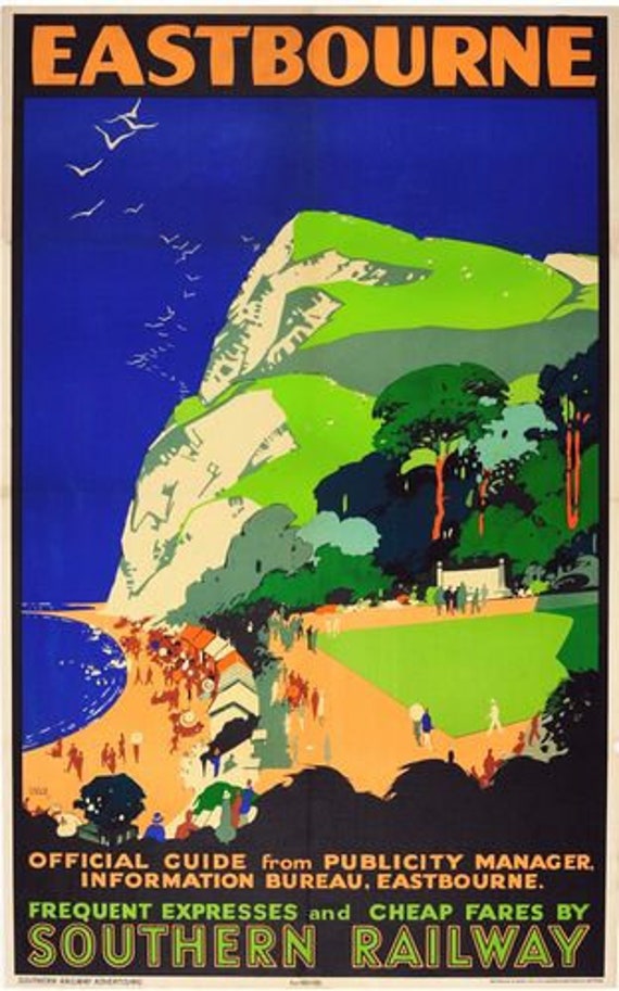 Vintage Southern Rail Eastbourne Railway Poster A3 Print | Etsy