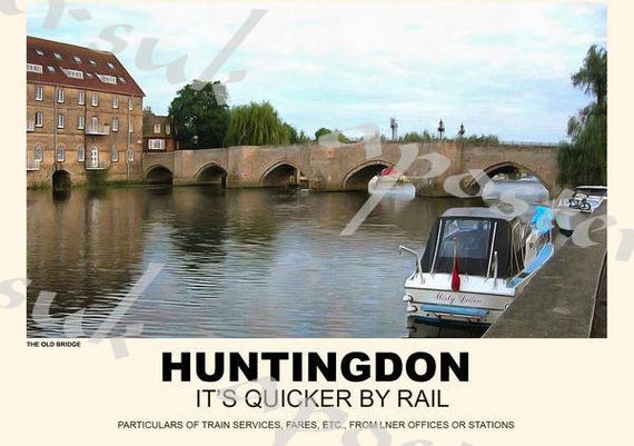 Vintage Style Railway Poster Huntingdon A3/A2 Print | Etsy