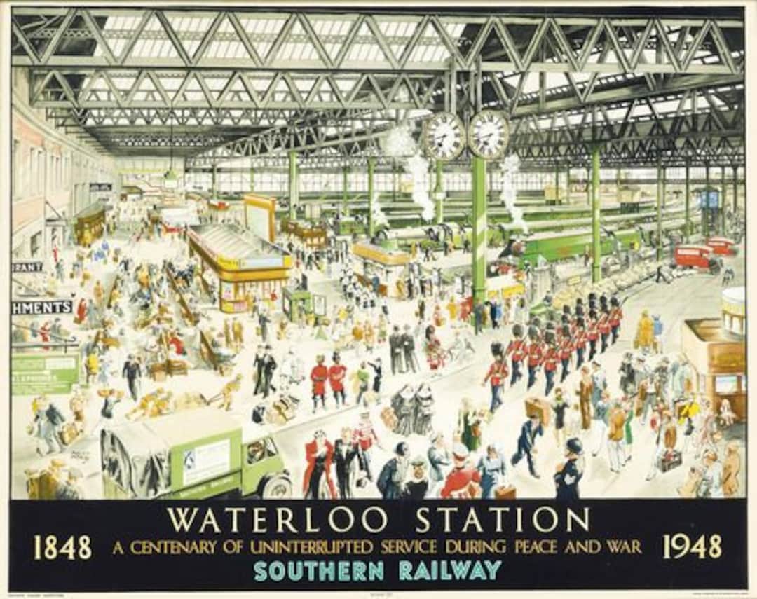 Vintage Waterloo Station London Southern Railway Poster A3/A2/A1 Print ...