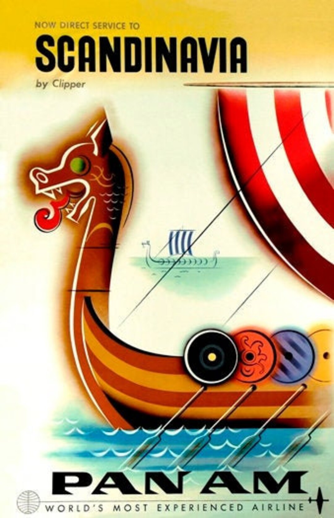 Vintage Pan Am Clipper Airliner Flights to Scandinavia A3 Poster ...