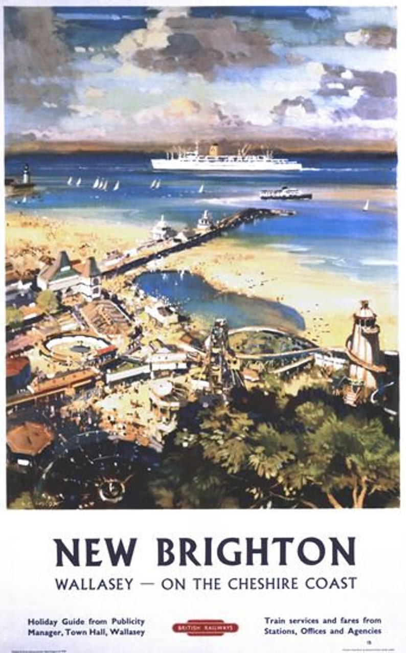 Vintage British Rail New Brighton Railway Poster A3/A2/A1 Print - Etsy