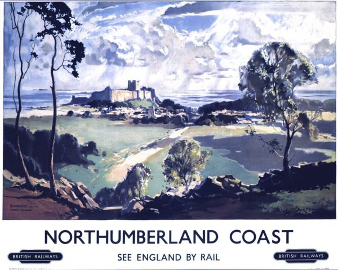 Vintage LNER Northumberland Coast Bamburgh Railway Poster A3/A2/A1 ...