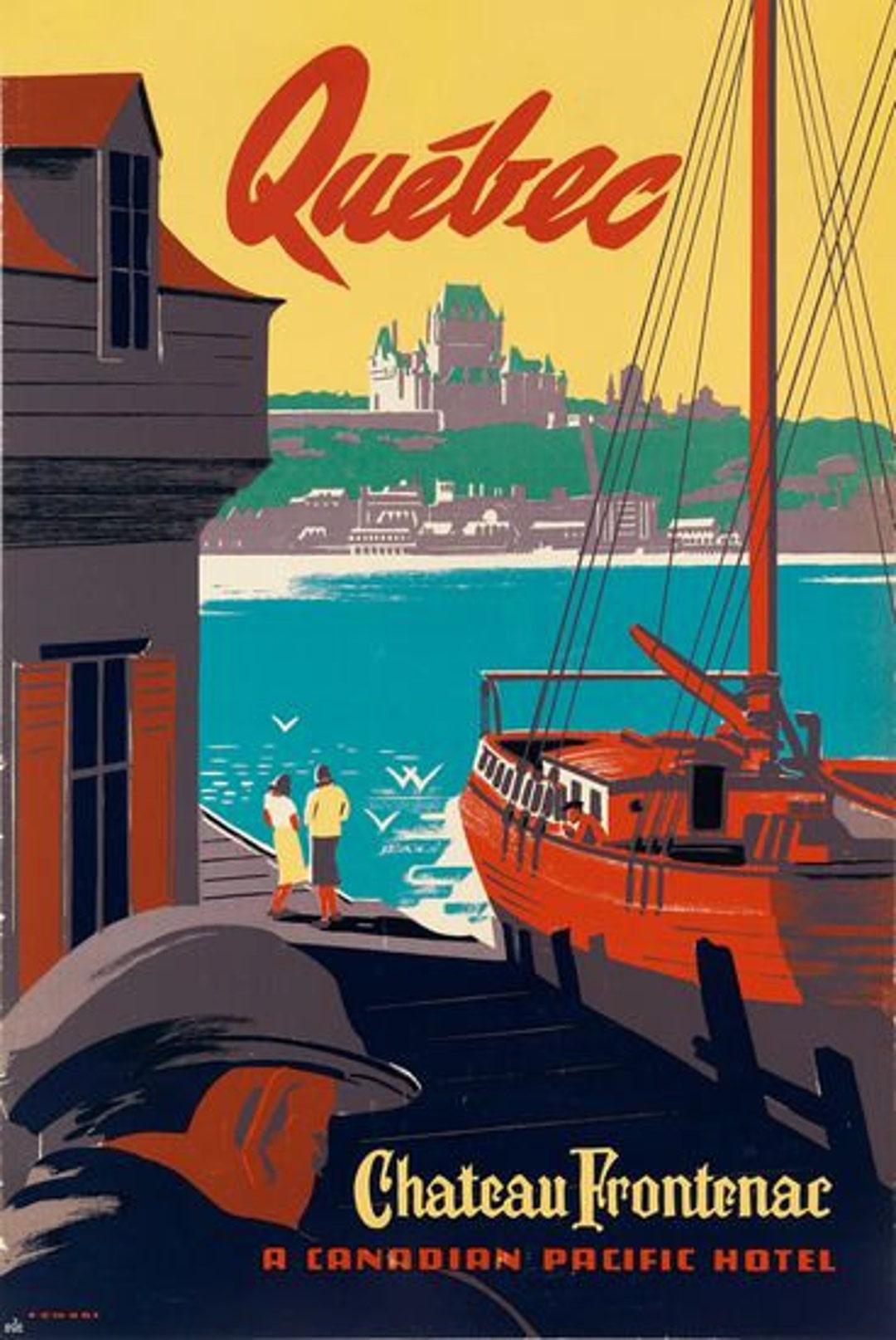 Vintage Quebec Canada Chateau Frontenac Tourism Poster A3 Print - Etsy