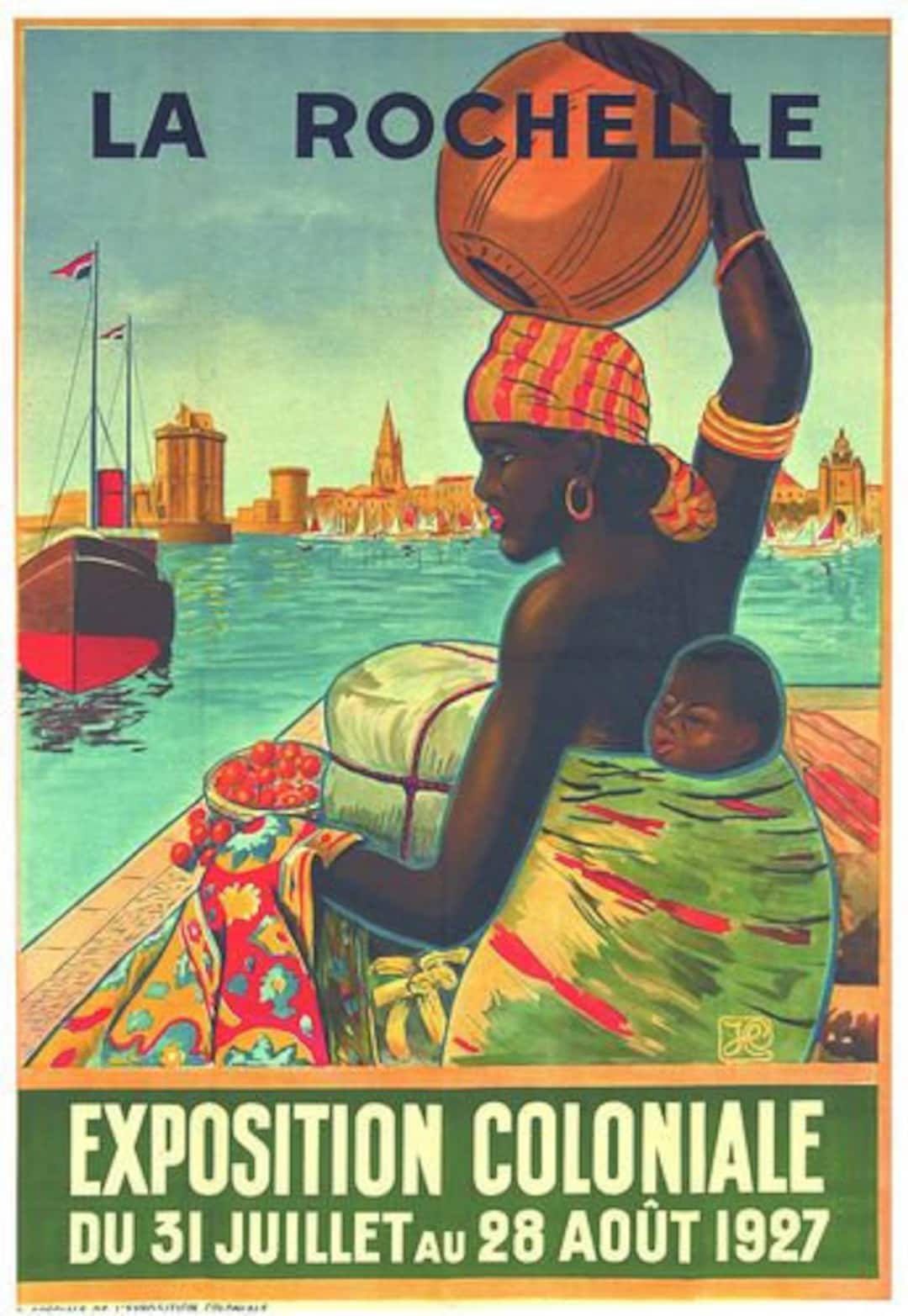 Vintage 1927 La Rochelle French Colonial Exposition Poster A3 Print ...