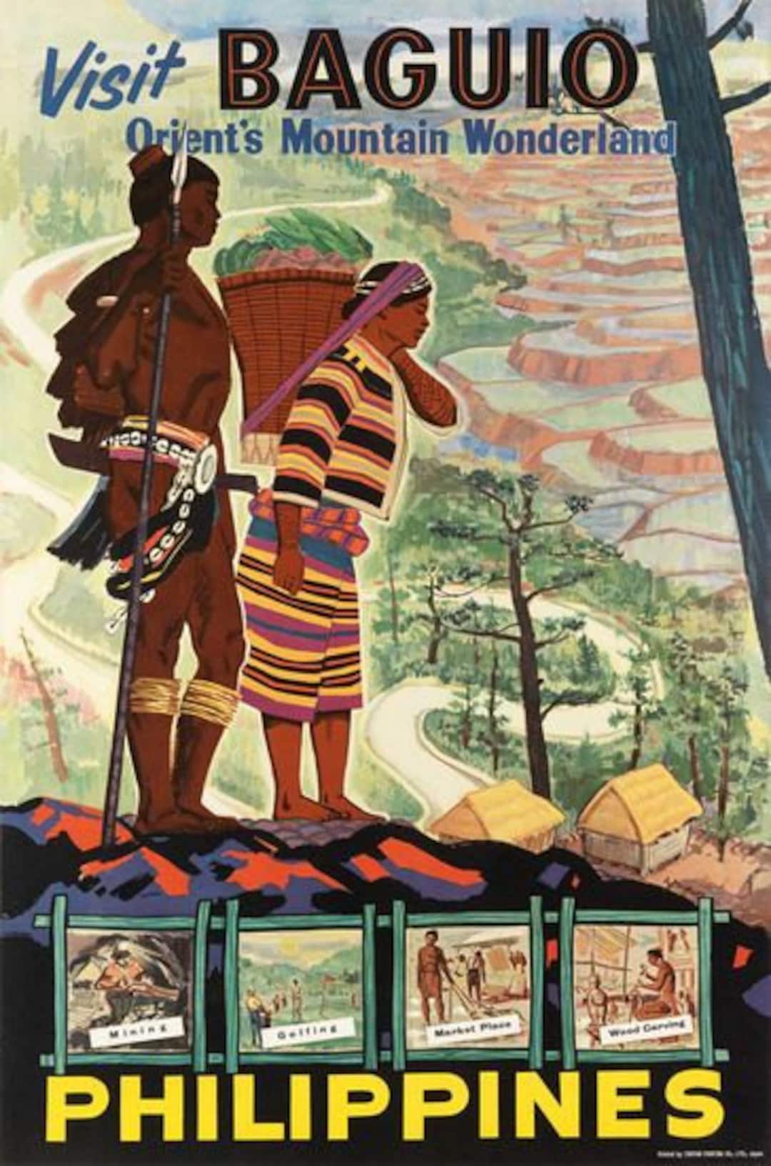 Vintage Baguio Philippines Tourism Poster A3 Print - Etsy