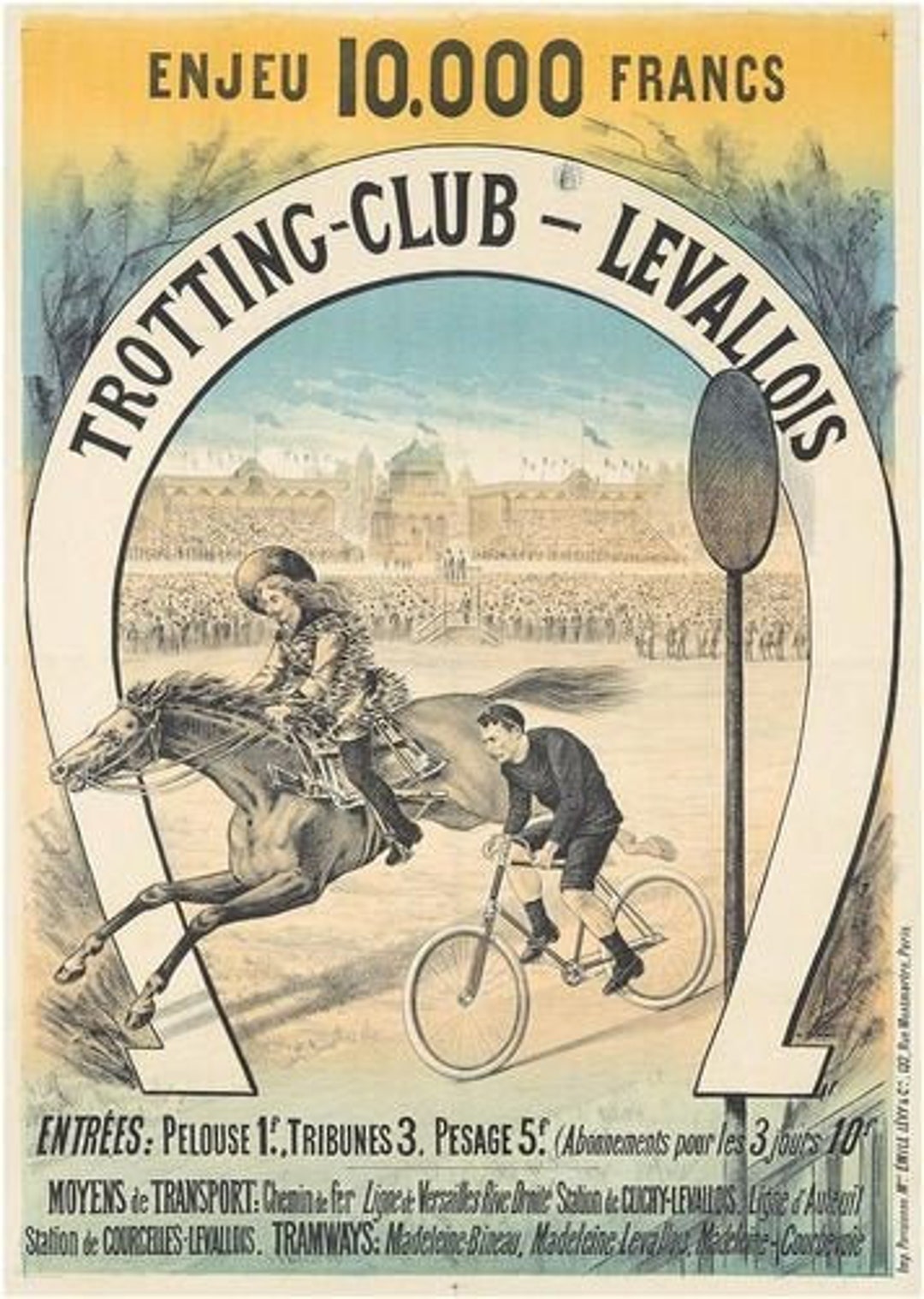Vintage French Trotting Horse Racing Poster A3 Print - Etsy