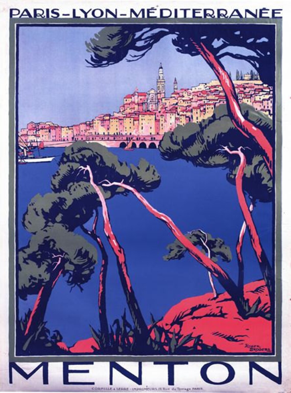 Vintage French Railways Menton Tourism Poster A3/A2/A1 Print - Etsy