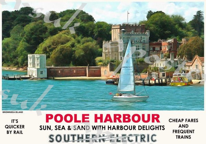 Vintage Style Railway Poster Poole Harbour Dorset A3/A2 Print - Etsy