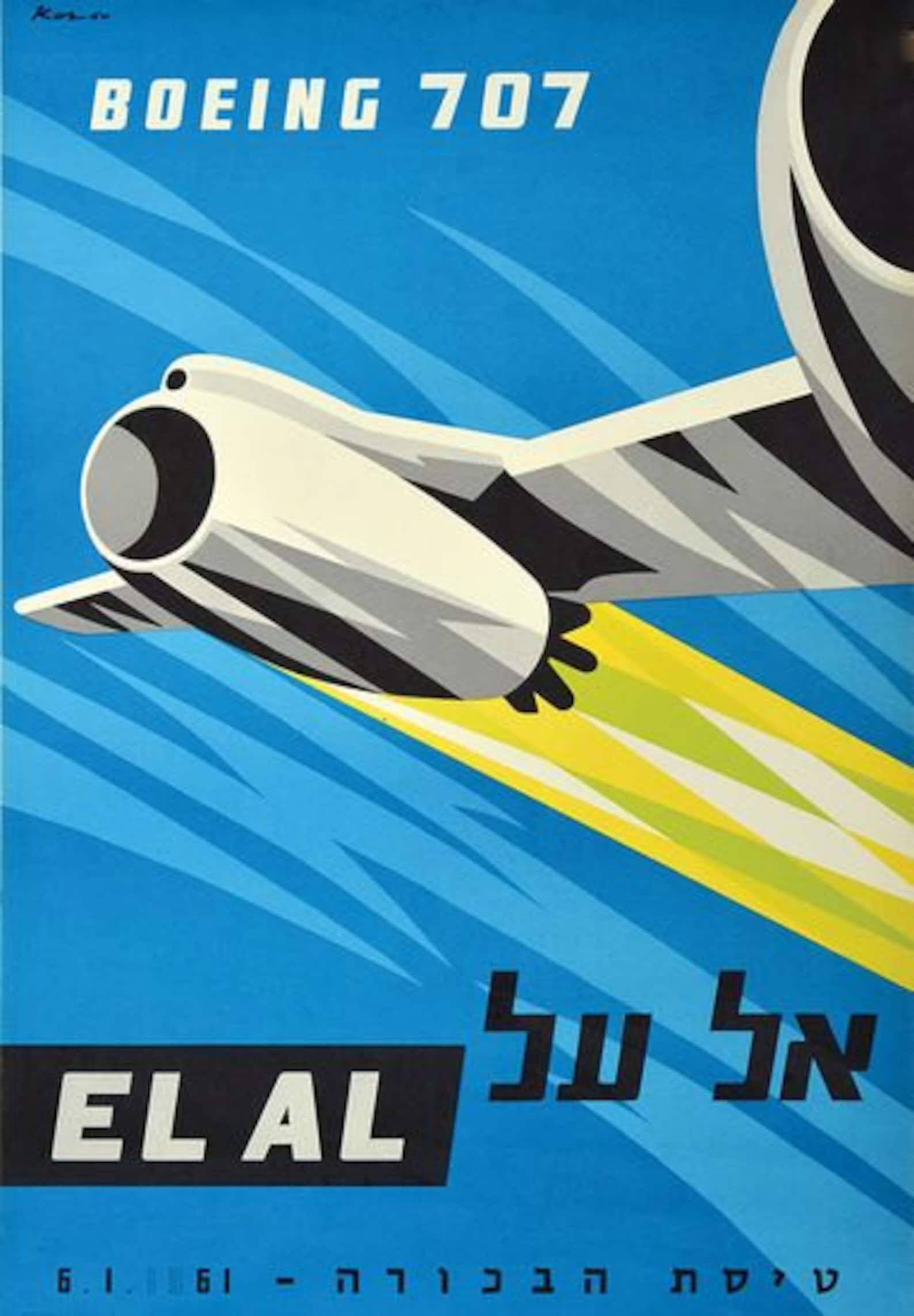 Vintage El Al Boeing 707 Airline Poster A3 Print - Etsy