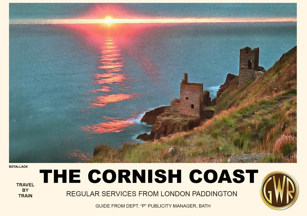 Vintage Style Railway Poster Botallack Cornwall Coast A3/A2 Print - Etsy