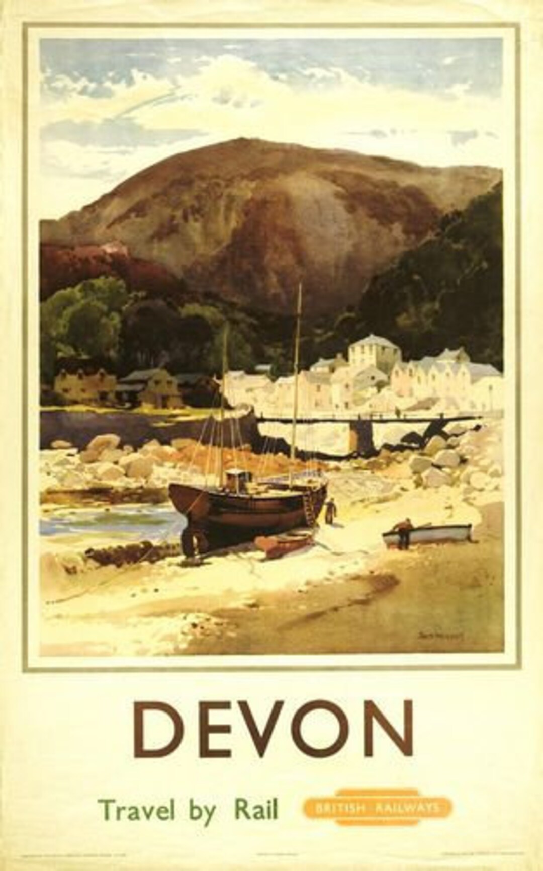 Vintage British Rail Devon Coastline Railway Poster Print A3 - Etsy