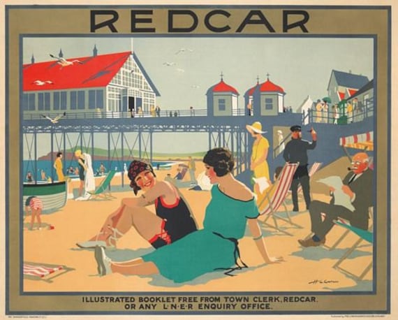 Vintage LNER Redcar Railway Poster A3 Print | Etsy