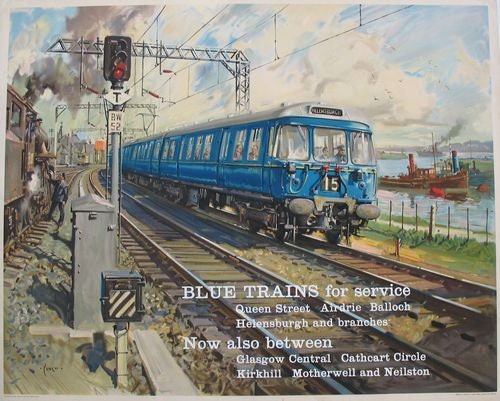 Vintage British Rail Glasgow Blue Trains Railway Poster A3 Print - Etsy UK