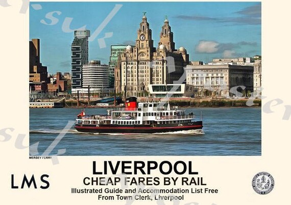 Vintage Style Railway Poster Liverpol Mersey Ferry A3/A2 Print | Etsy