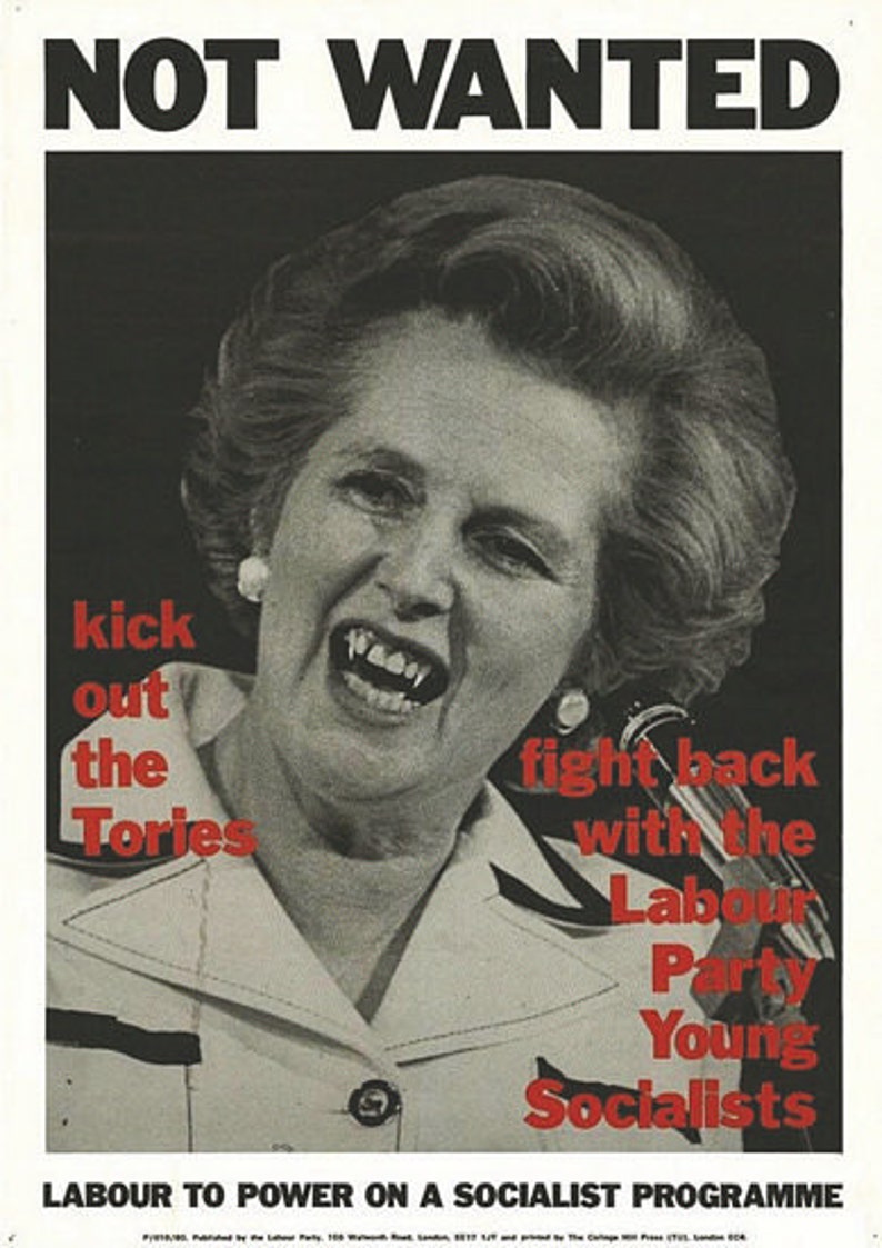 Vintage 1980's Young Socialists Anti Margaret Thatcher Poster A3 Print ...