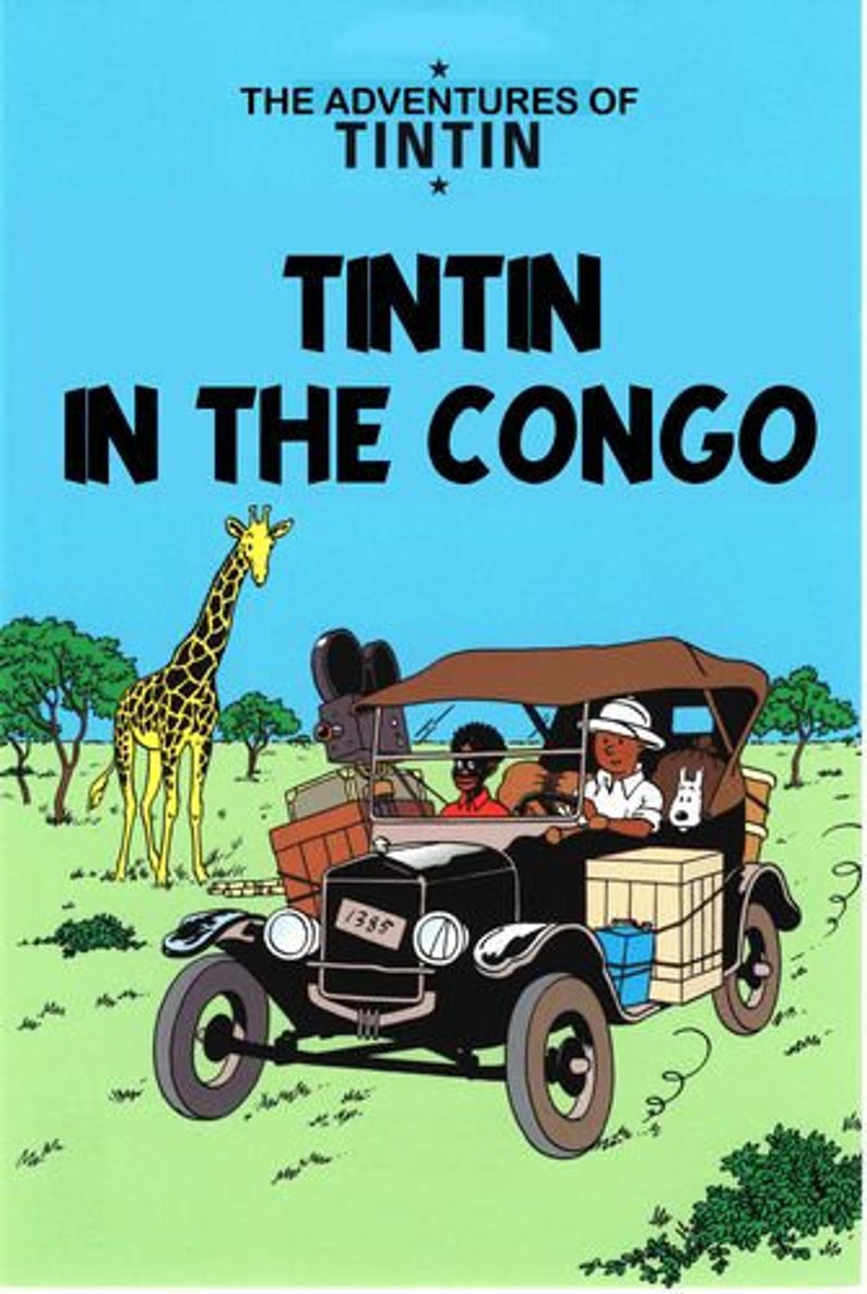 Vintage Tintin au Congo affiche impression A3/A2/A1 | Etsy