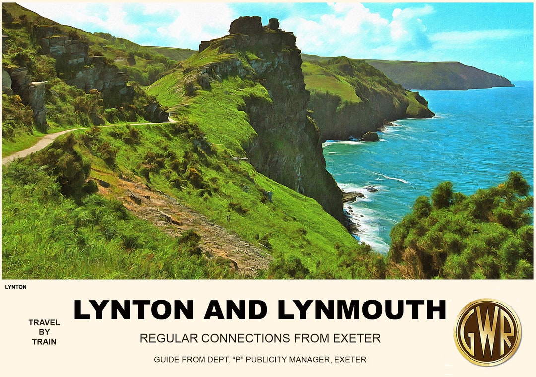 Vintage Style Railway Poster Lynton and Lynmouth North Devon A3/A2 ...