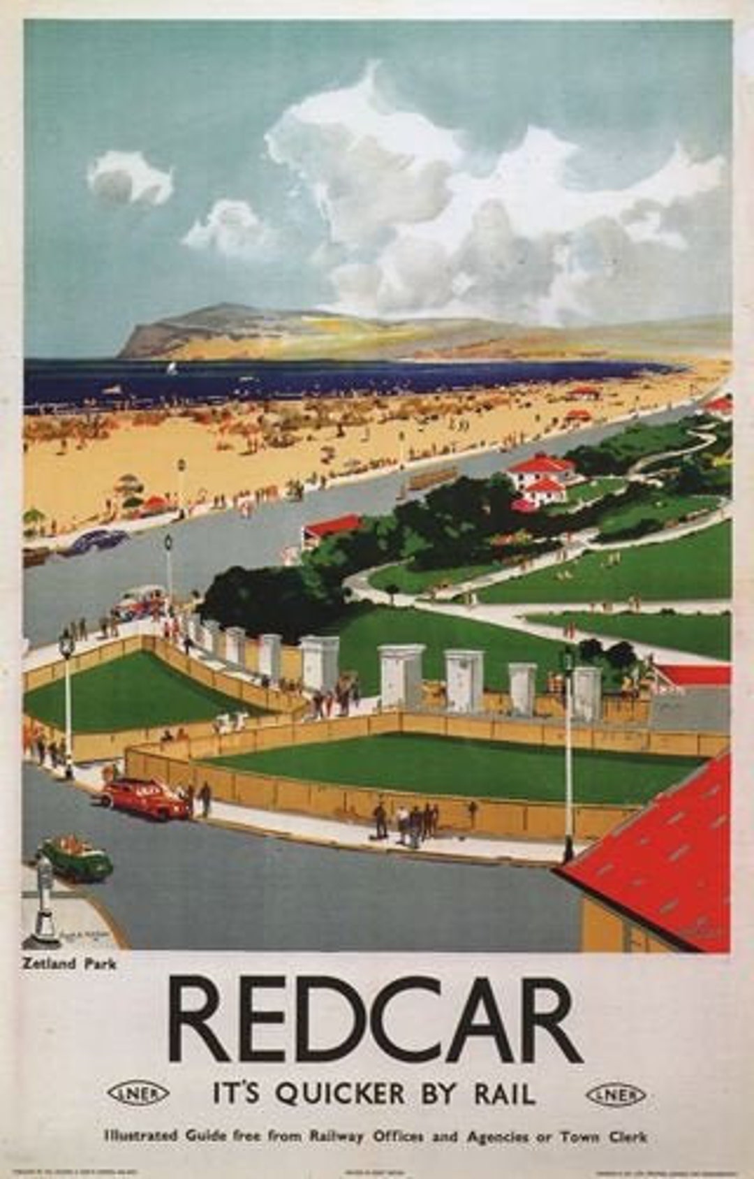 Vintage LNER Redcar Zetland Park Railway Poster A3/A2/A1 Print - Etsy