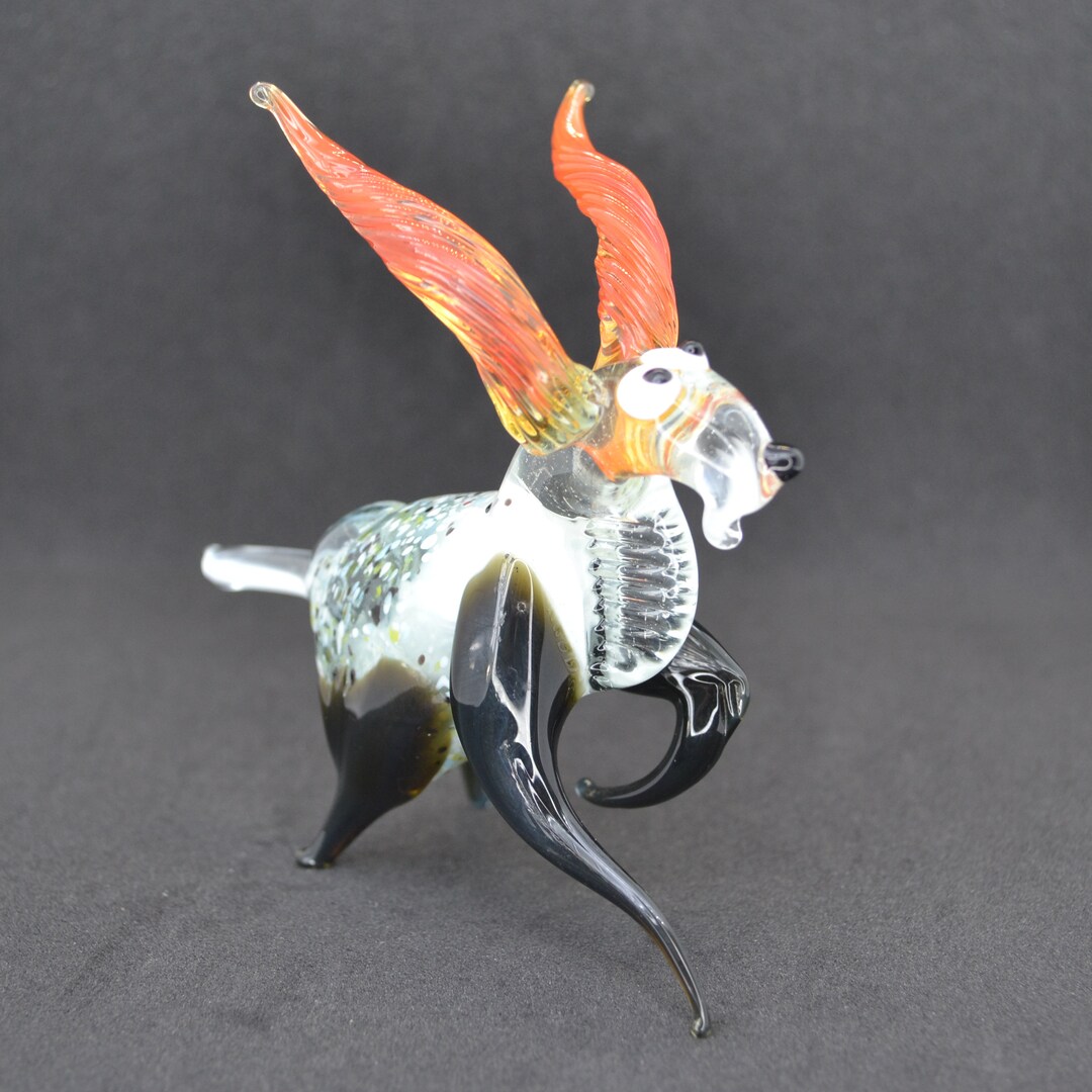 Blown Glass Goat Figurine: White Decorative Sculpture - Etsy
