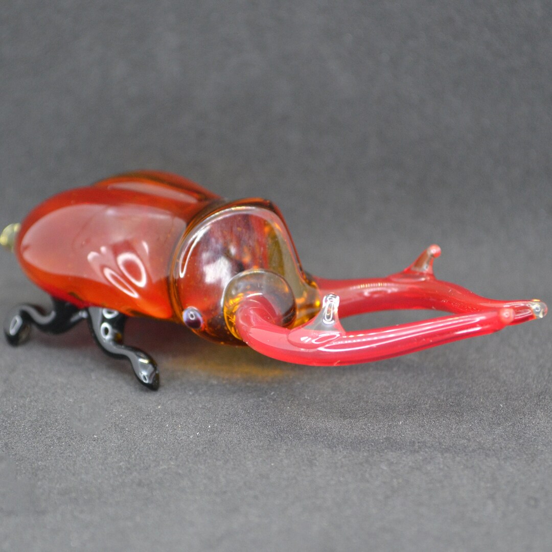 Red Glass Bug Figurine: Blown Glass Sculpture, Collectible Ornament - Etsy