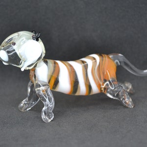 Glass Tiger Figurine - Tiger Sculpture - Handcrafted Glass Tiger ...