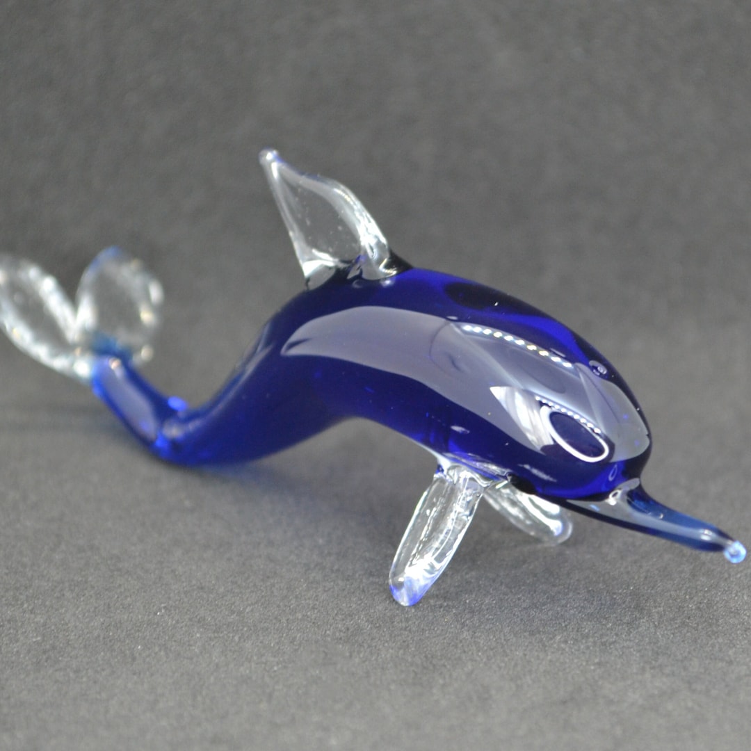 Glass Dolphin Statue Gifts - Glass Dolphin Figurines Blue Large ...