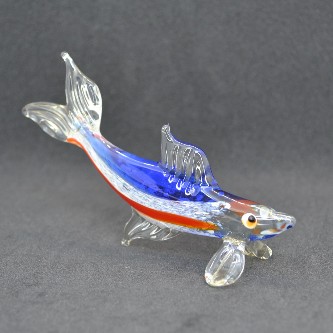 Blue Glass Fish Figurine Blown Glass Fish Sculpture - Etsy