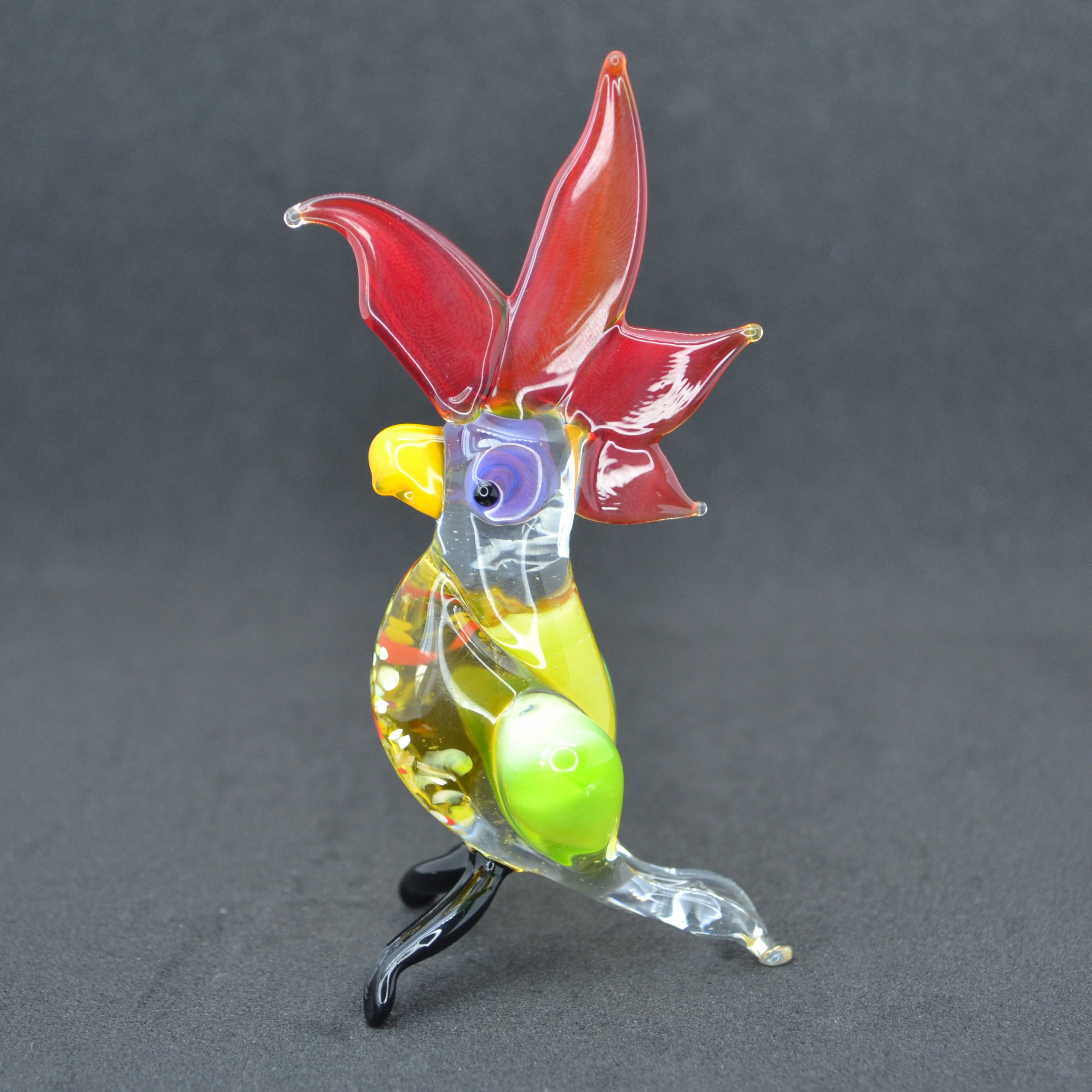Red Glass Parrot Figurine - Glass Parrot Decorative Sculpture - Blown ...