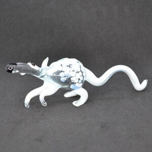 White Glass Mouse Figurine - Blown Glass Animal Sculpture - Decorative ...