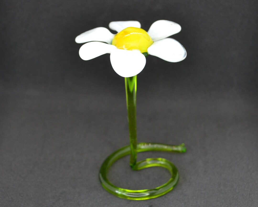Glass Daisy Flower Figurine - Daisy Flower Gifts for Women - White ...