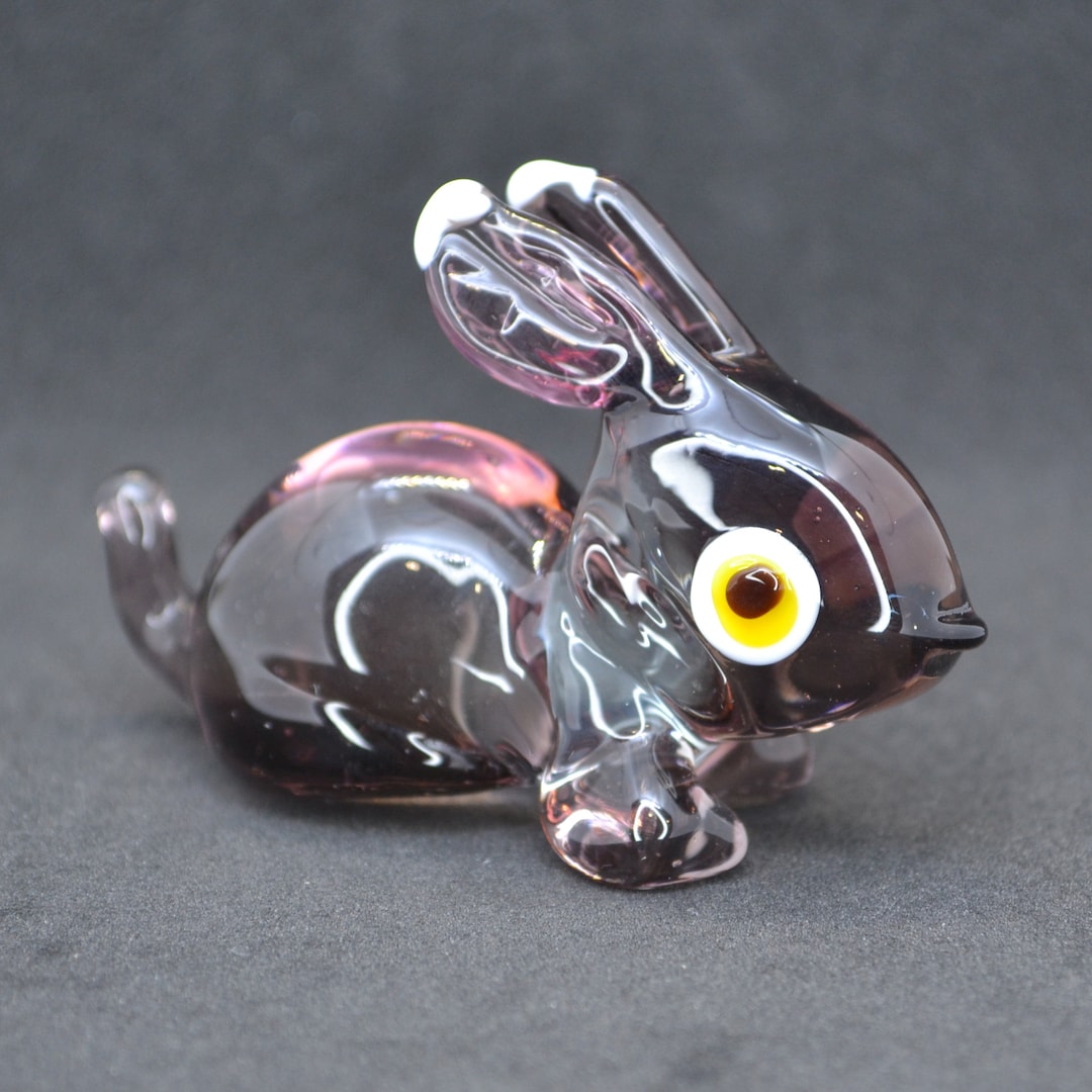 Purple Glass Rabbit Figurine - Easter Glass Rabbit Collectible Gifts ...