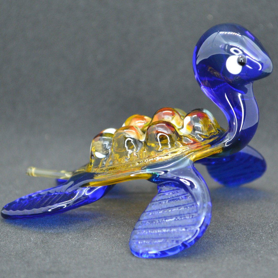 Blue Sea Turtle Sculpture - Blown Glass Turtle Figurine - Art Glass ...