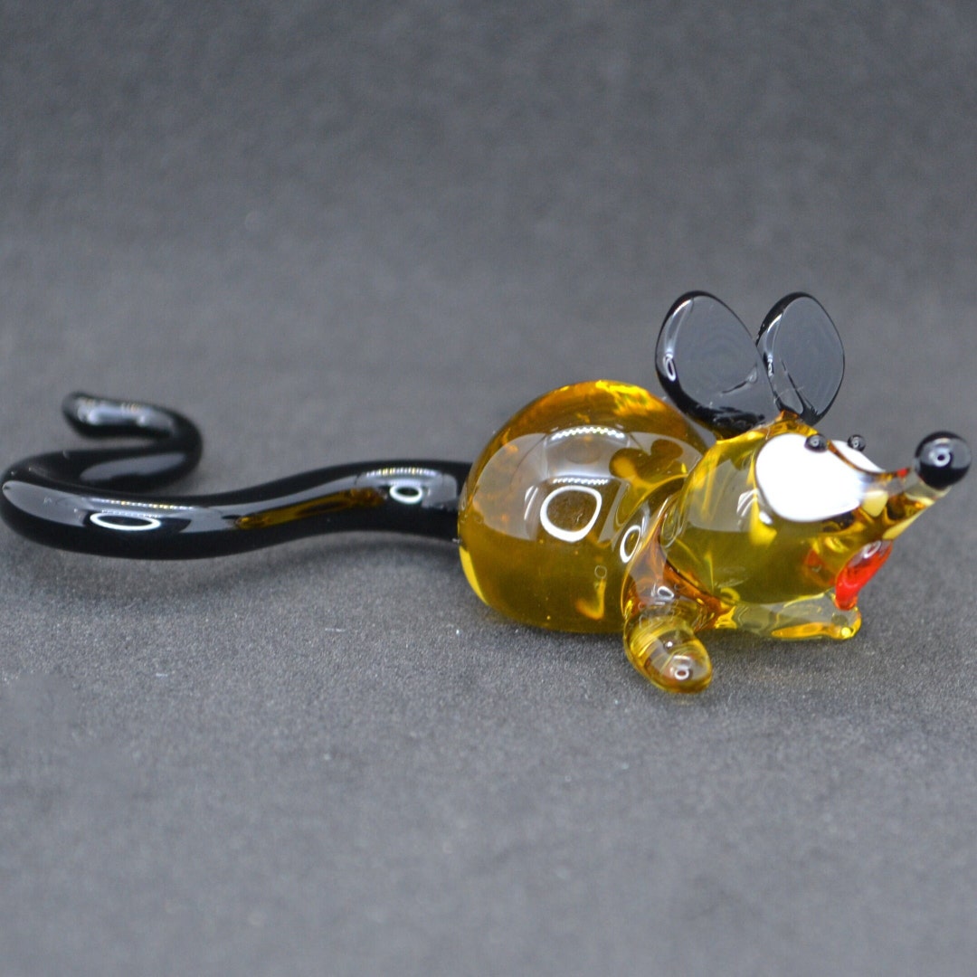 Yellow Glass Mouse Figurine: Blown Glass Art Sculpture - Etsy
